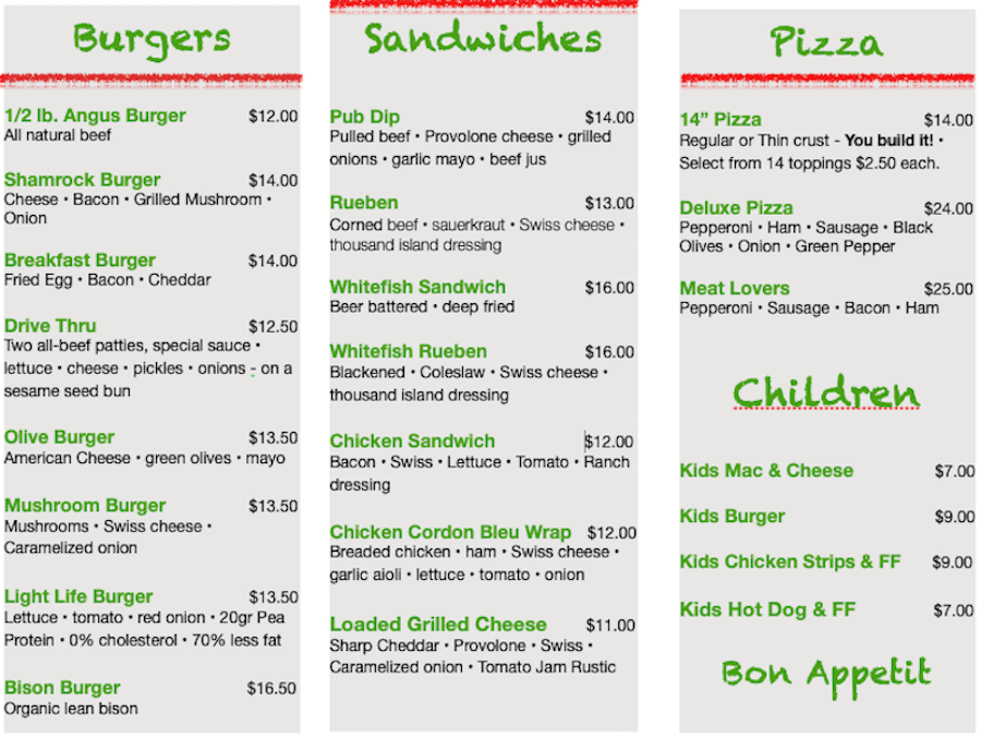 Shamrock Restaurant and Pub - Beaver Island Restaurants